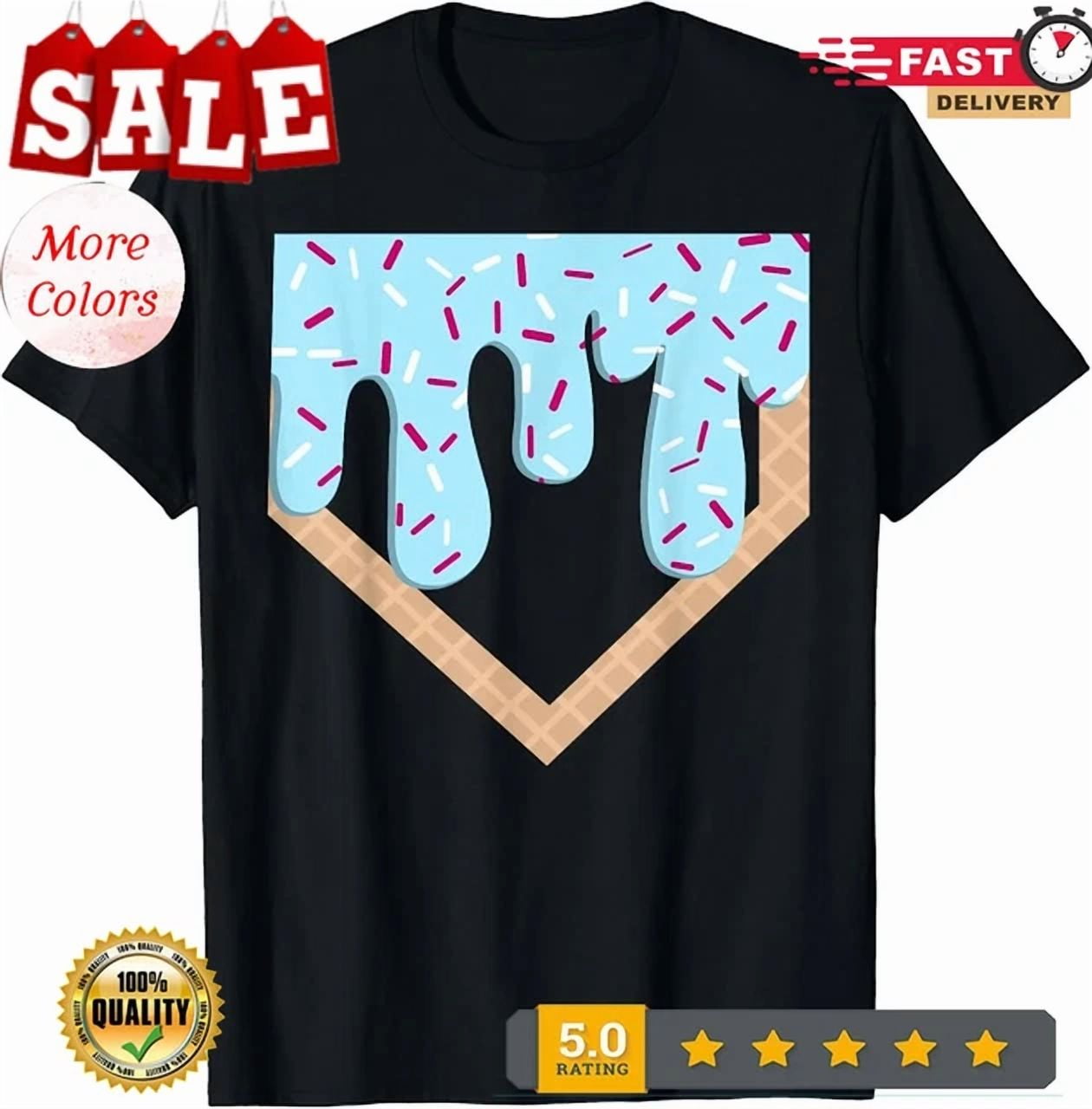 Hot Trending Tee With Baseball Ice Cream Dripping Baseball Home Plate ...