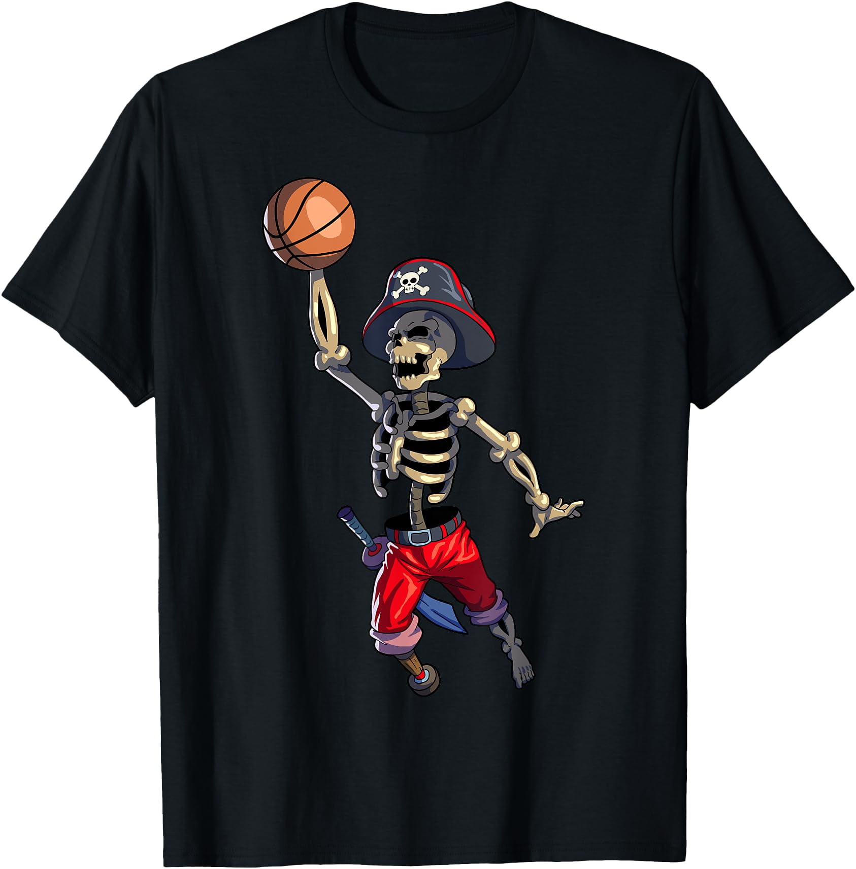 Hot Trending Tee With Basketball Skeleton Jolly Roger Pirate Halowen ...