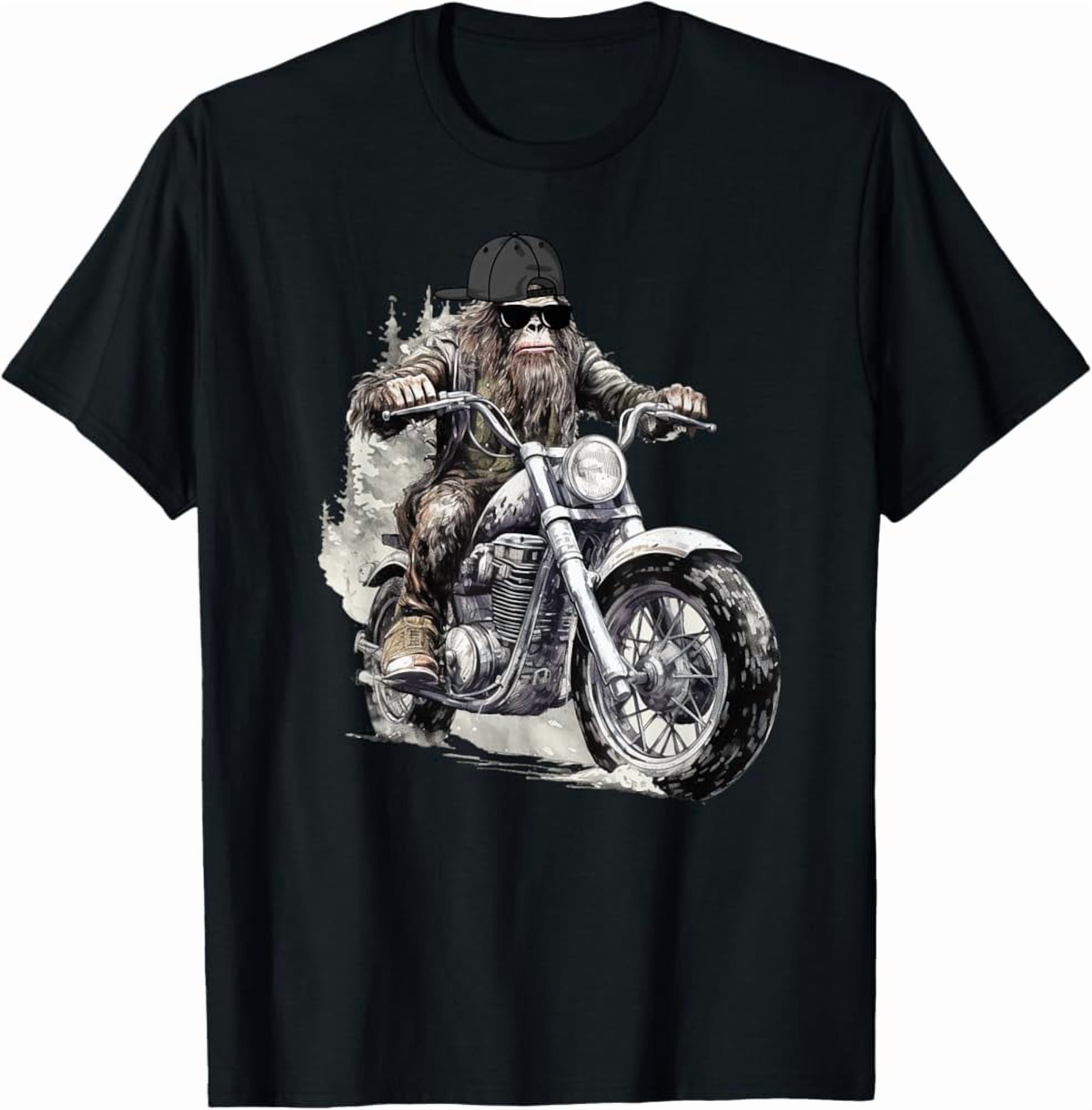 Hot Trending Tee With Bigfoot Sasquatch Riding A Motorcycle T-Shirt ...