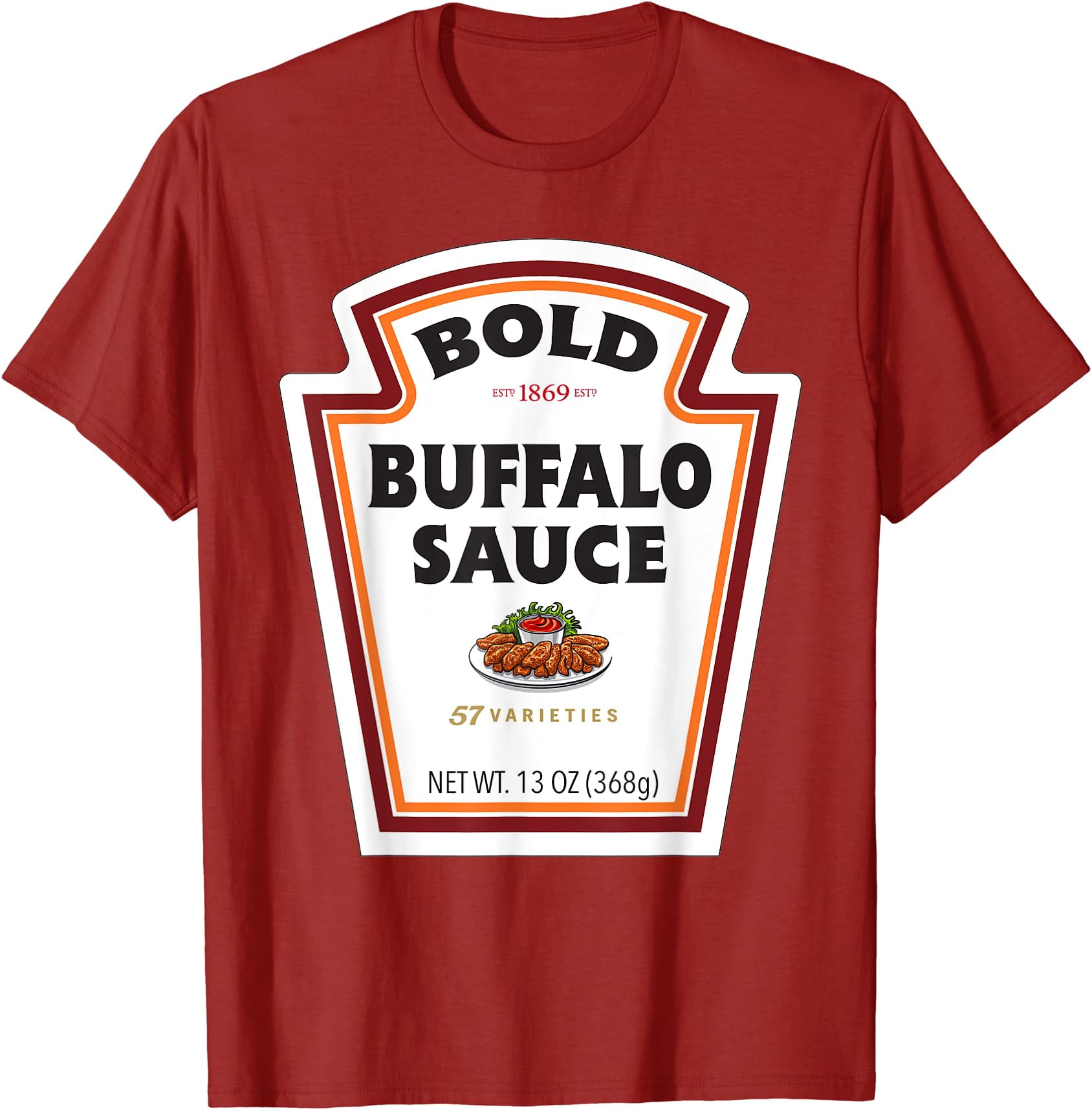 Hot Trending Tee With Bold Buffalo Sauce Bottle Label Funny Halowen ...