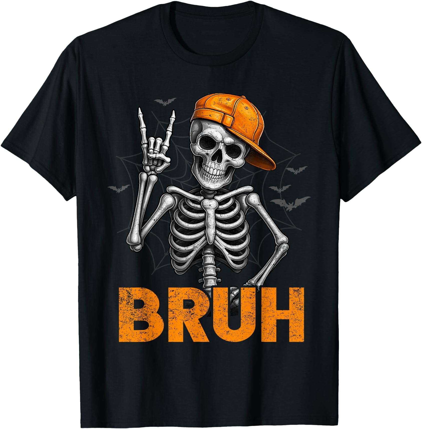Hot Trending Tee With Bruh Spooky Rock Skeleton Halowen Customes Mens ...