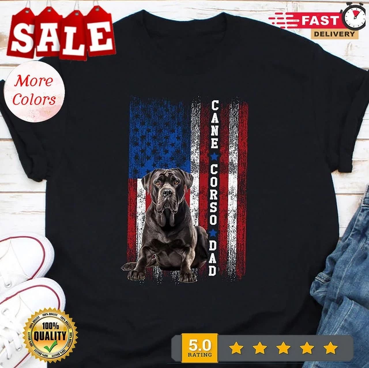 Hot Trending Tee With Cane Corso Dog Dad American Flag Shirt, Cane ...