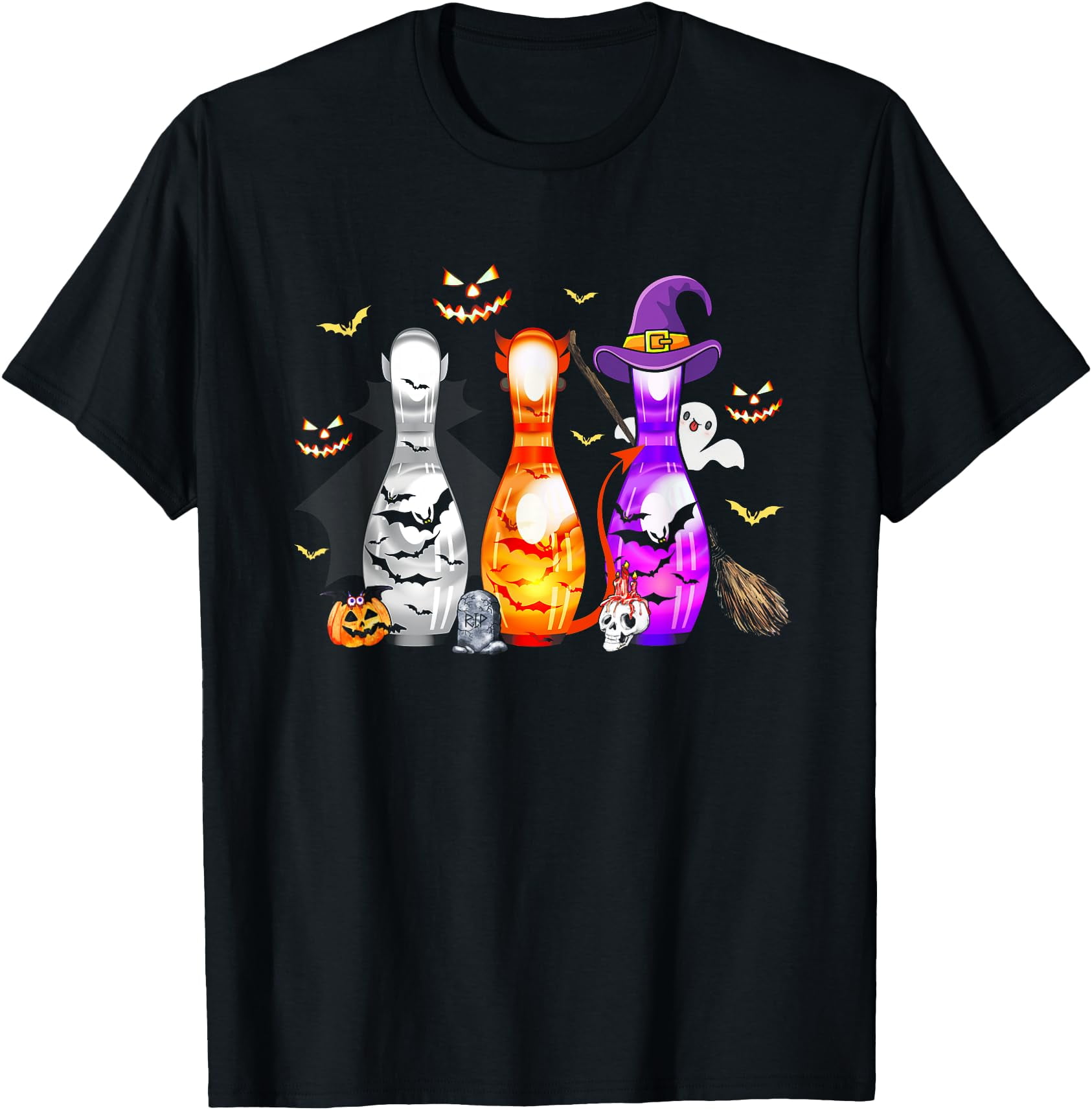 Hot Trending Tee With Cute Bowling Pin Halowen Spooky - Walmart.com