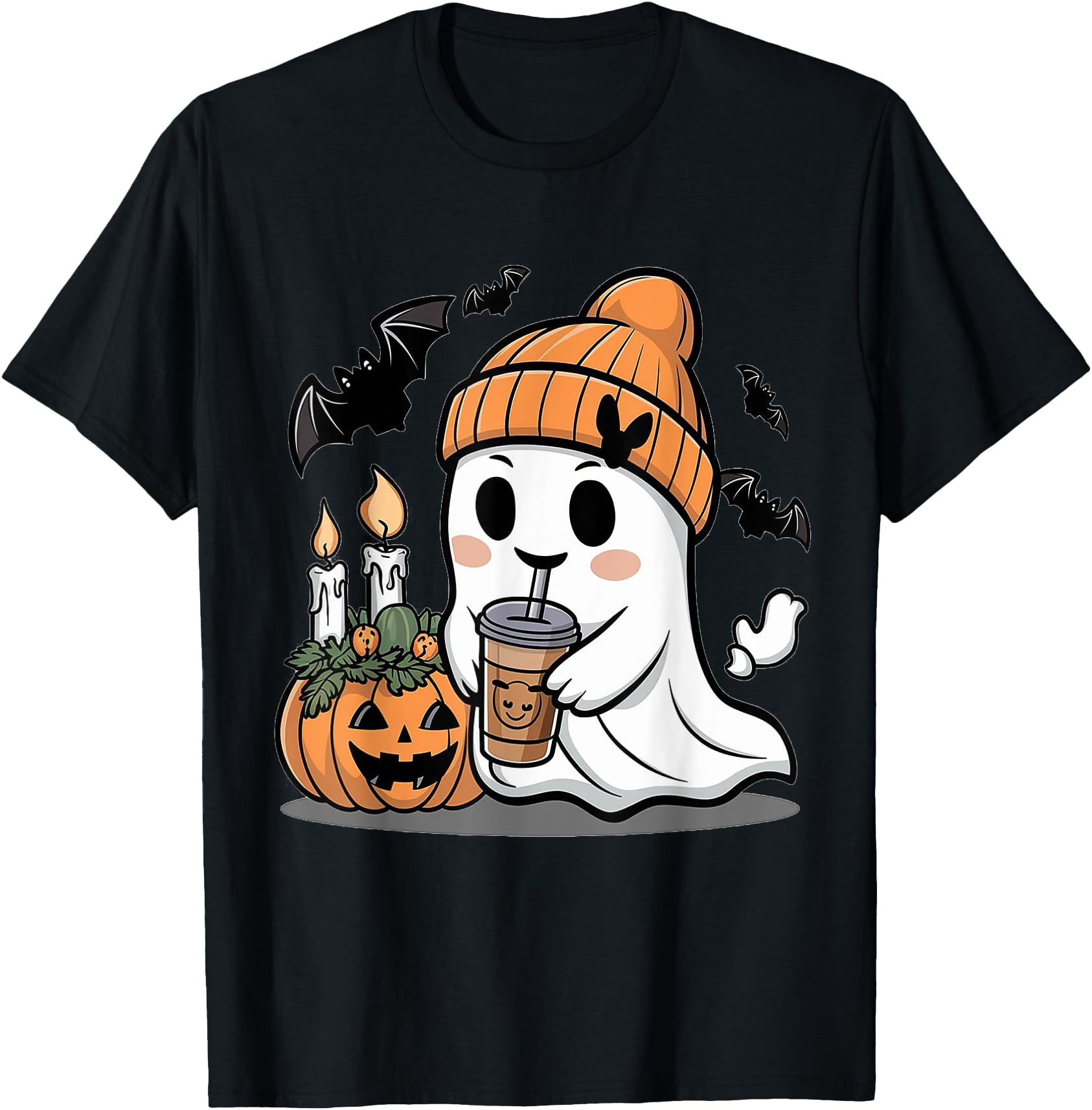 Hot Trending Tee With Cute Ghost Coffee Halowen Ghost Ice Coffee ...