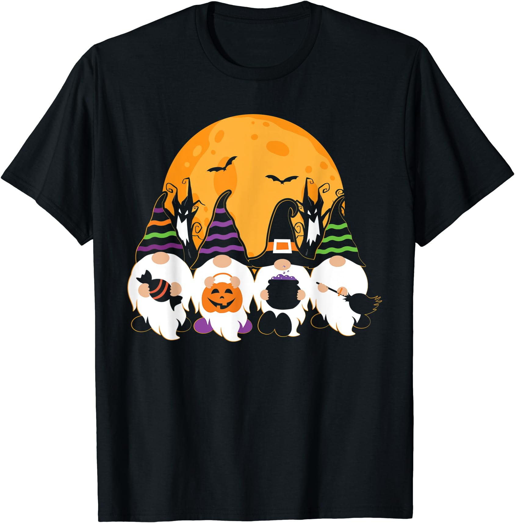 Hot Trending Tee With Cute Halowen Gnome Spooky Gardening - Walmart.com