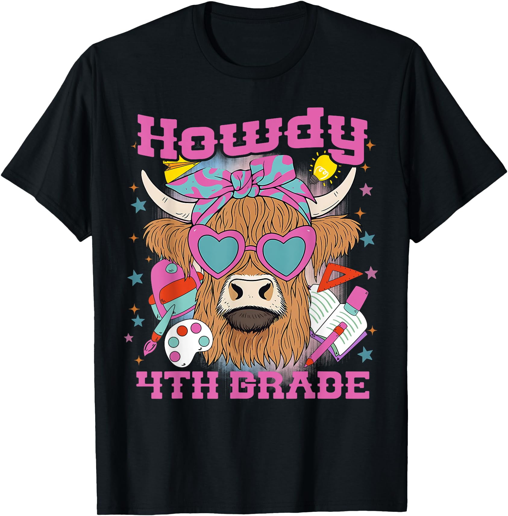 Hot Trending Tee With Cute Western Howdy Highland Cow 4Th Grade ...