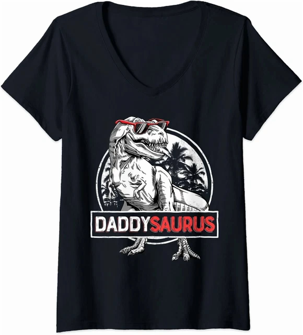Hot Trending Tee With Daddy Saurus T-Rex Dinosaur Father'S Day Family ...