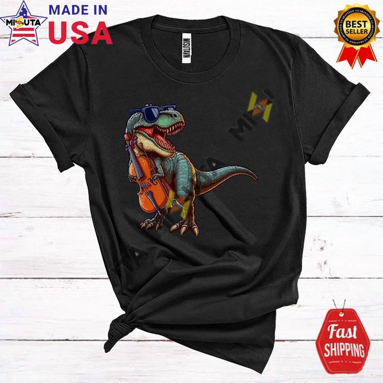 Hot Trending Tee With Dinosaur Playing Cello, T-Rex Musical Instruments ...