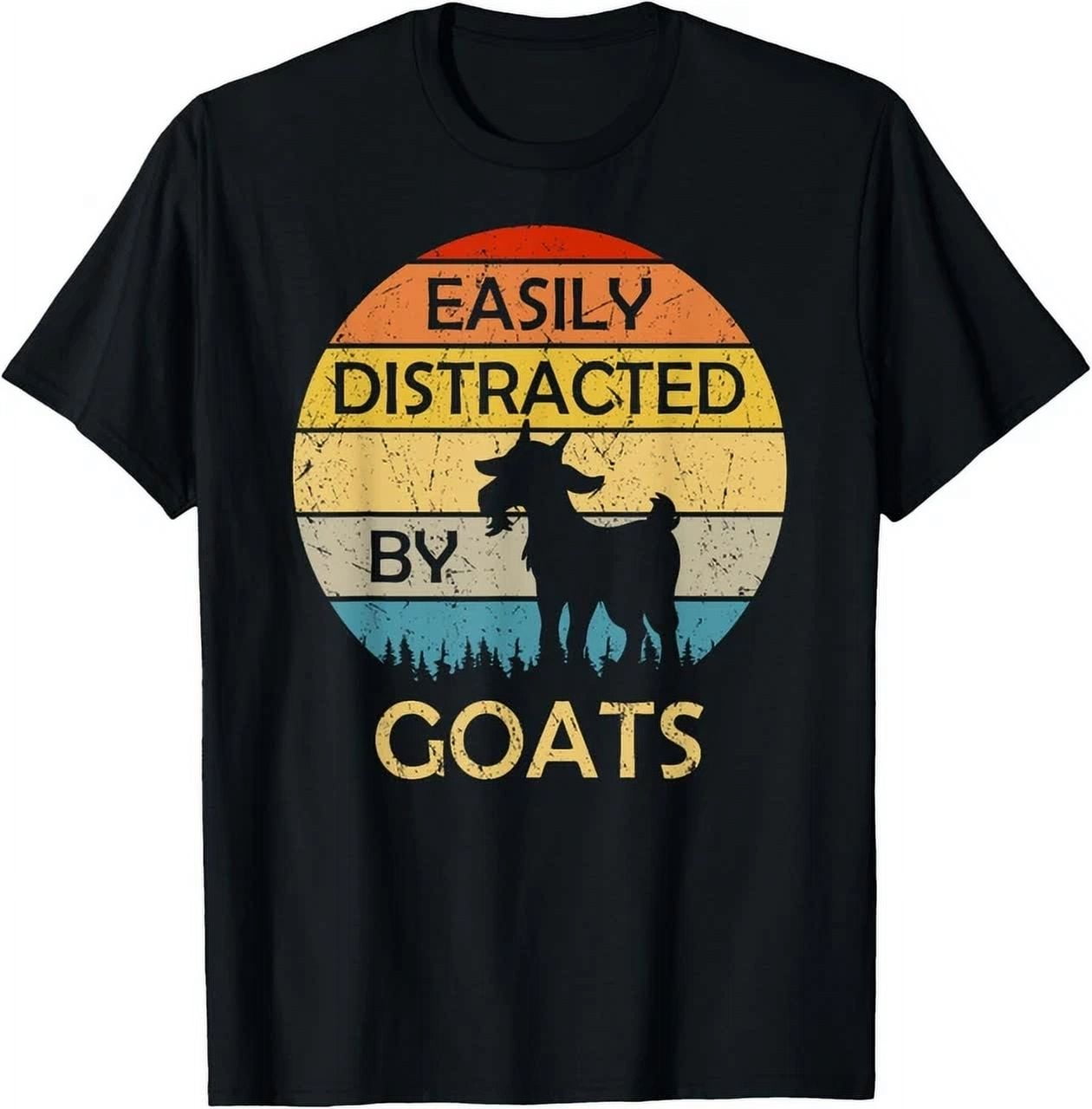 Hot Trending Tee With Easily Distracted By Goats Retro Vintage Goat ...