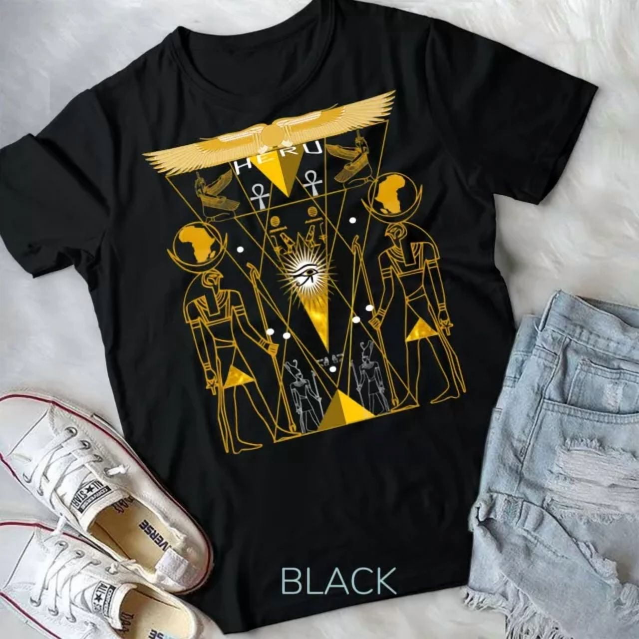 Hot Trending Tee With Egyptian Sacred Geometry Horus Heru. Egyptian ...