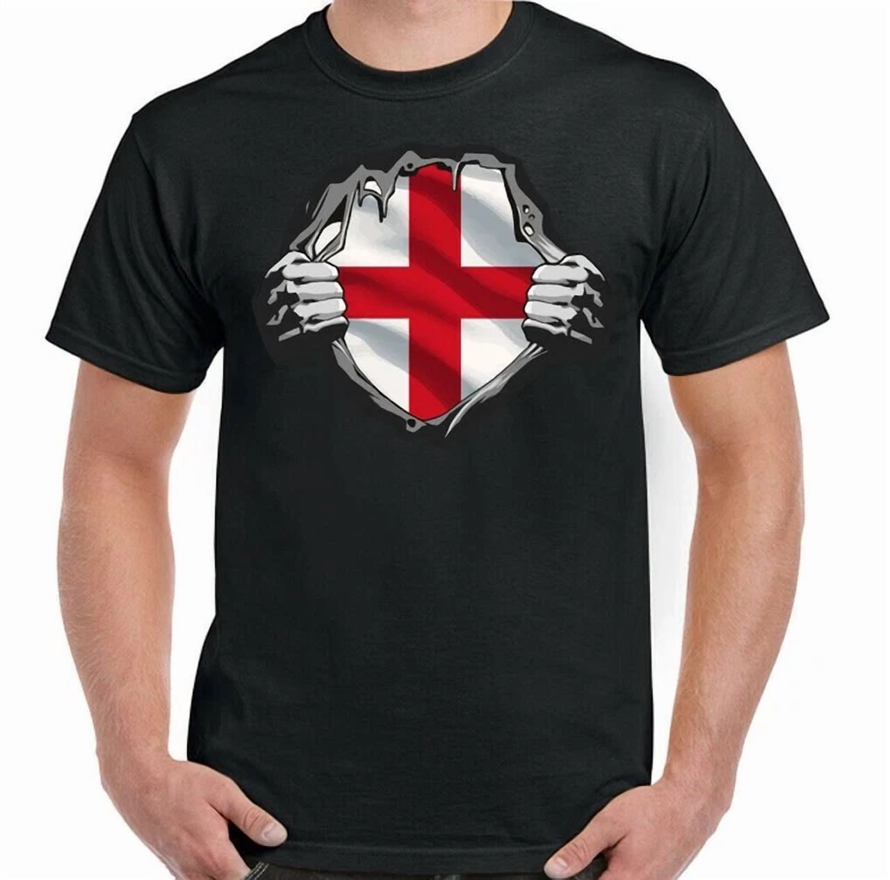 Hot Trending Tee With England T-Shirt Flag Football Rugby St George'S ...