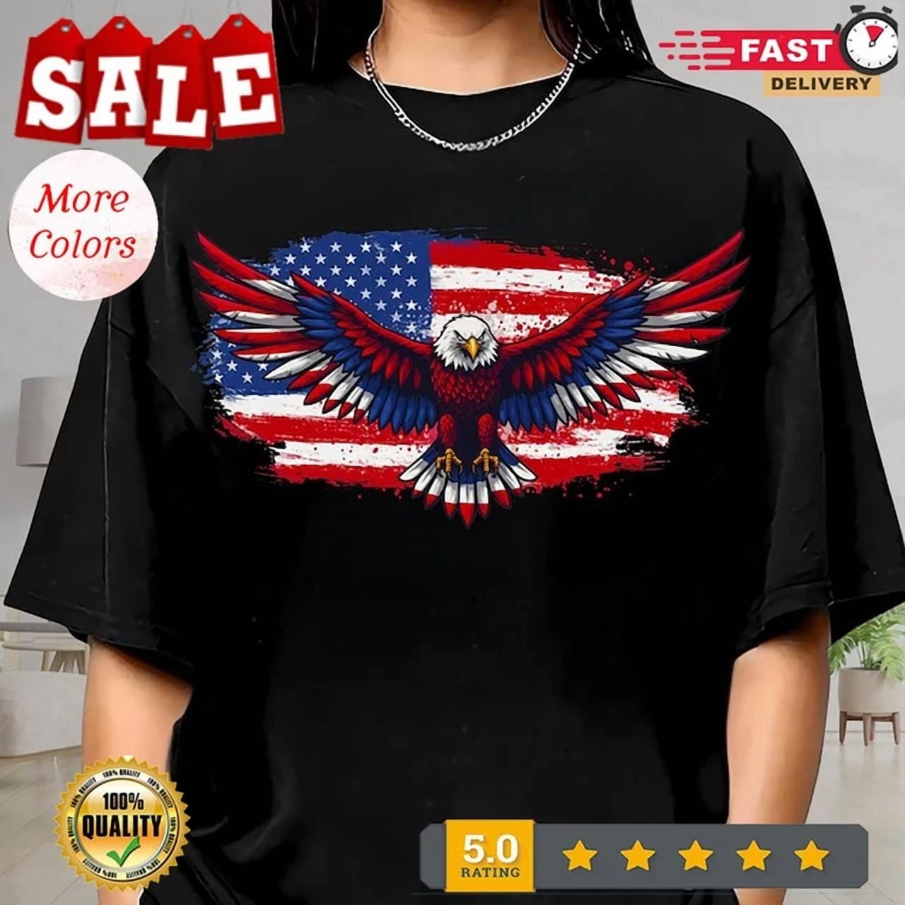 Hot Trending Tee With Fierce American Eagle Patriotic 4Th Of July ...