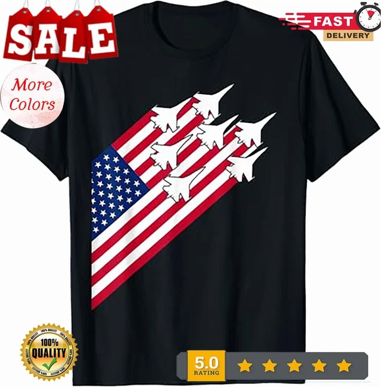 Hot Trending Tee With Fighter Jets Usa Flag 4Th Of July Fighter Jet ...