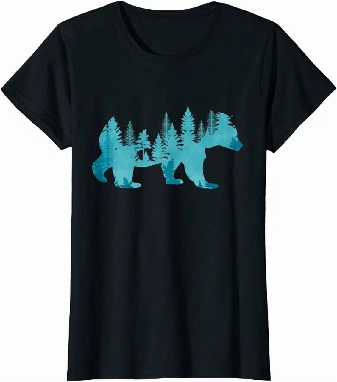Hot Trending Tee With Forest Mountains Trees Wildlife Animal Brown Bear ...