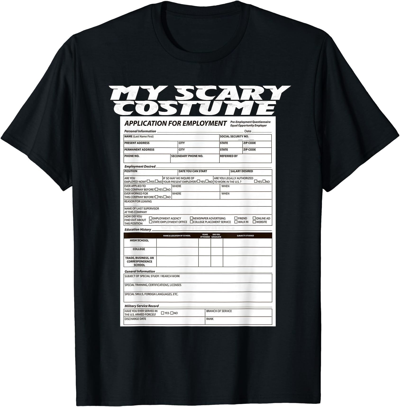 Hot Trending Tee With Funny Job Application Scary Halowen - Walmart.com