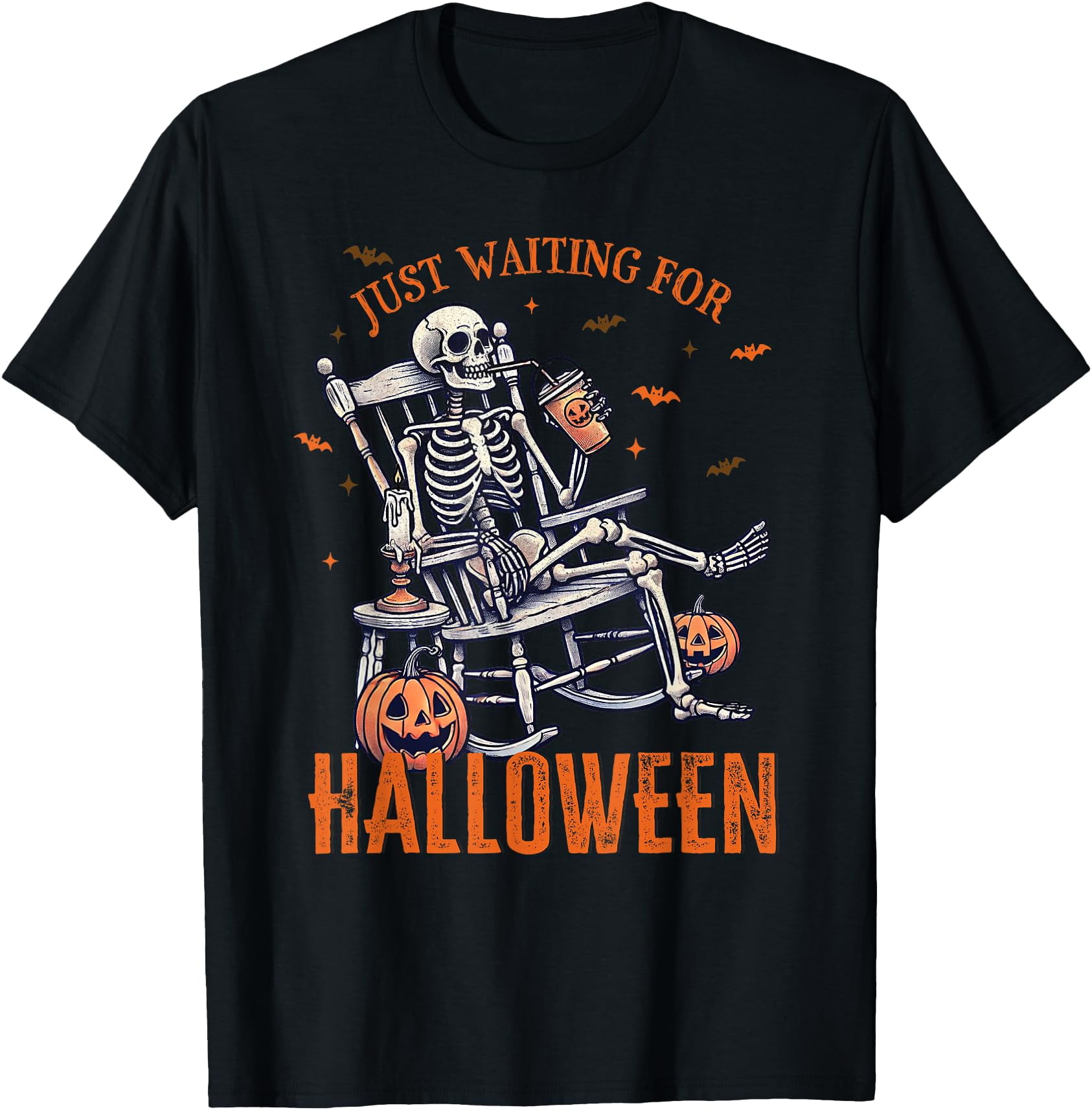 Hot Trending Tee With Funny Just Waiting For Halowen Skeleton Spooky ...