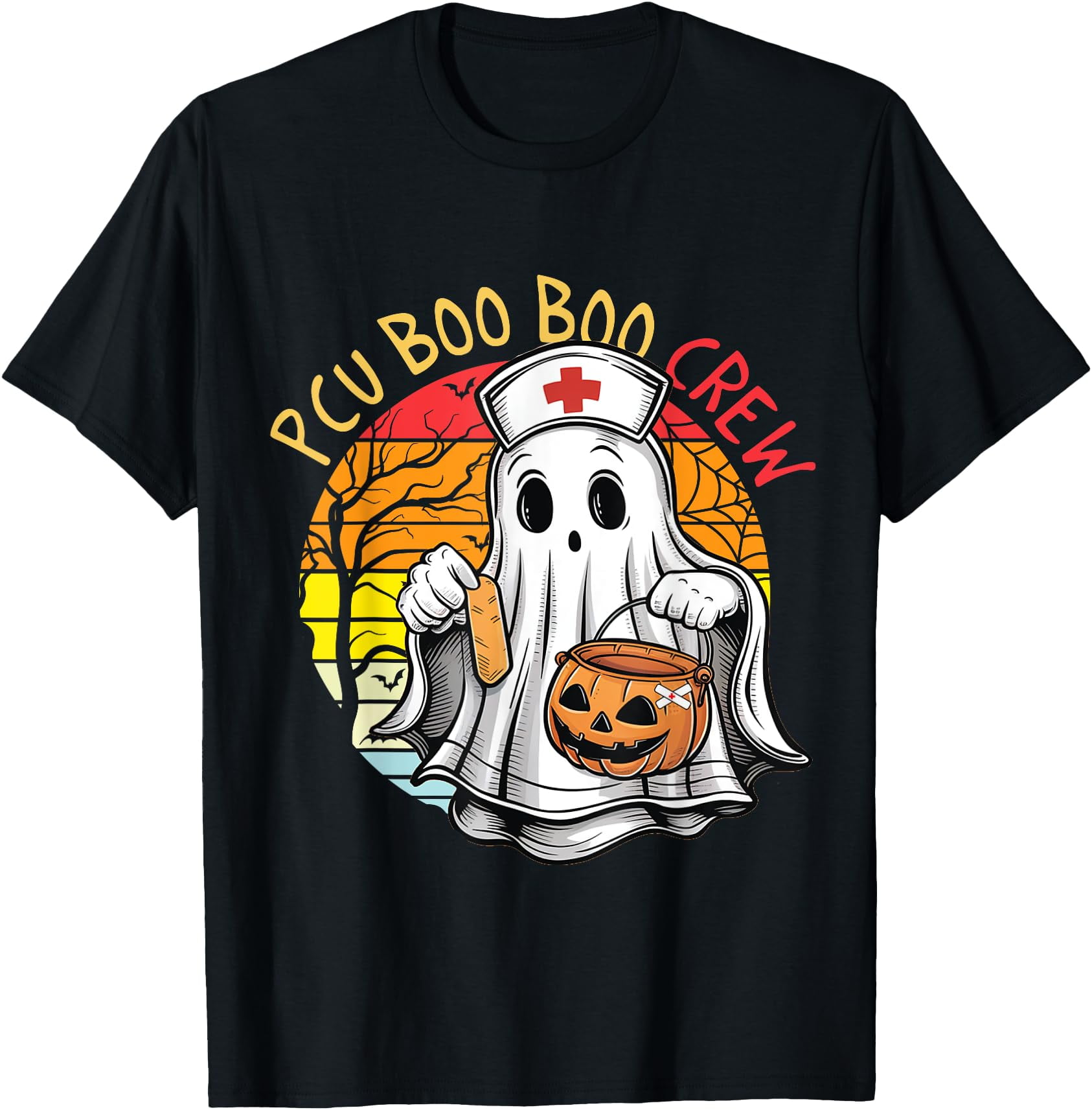 Hot Trending Tee With Funny Nurse Ghost Pcu Boo Boo Crew Halloween S ...