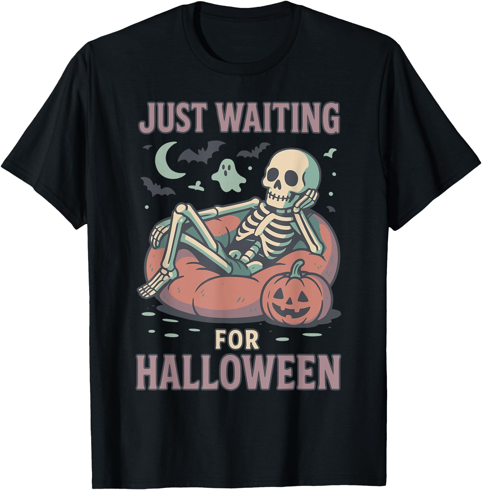 Hot Trending Tee With Funny Spooky Skeleton Summerween Waiting For ...