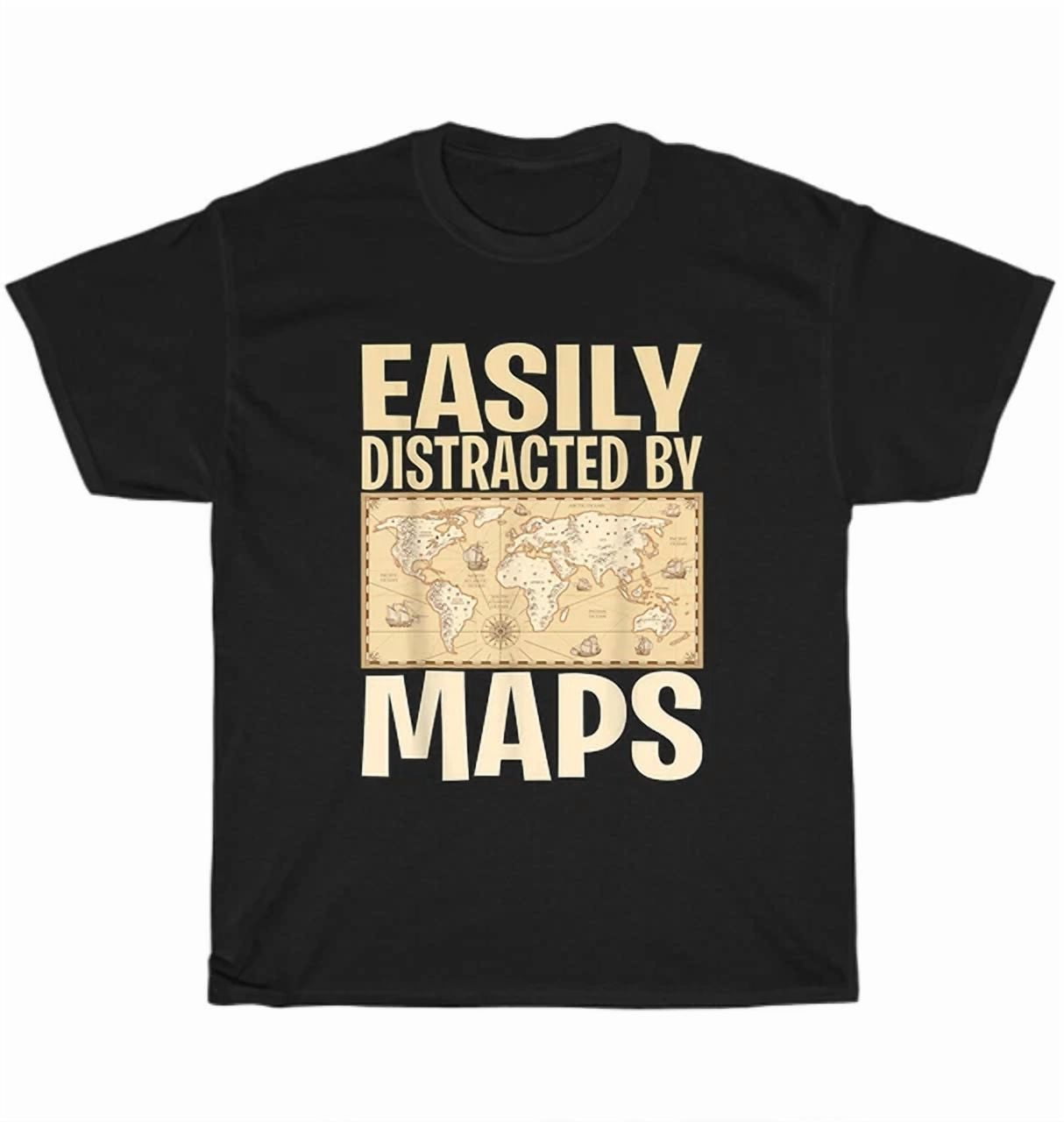 Hot Trending Tee With Geography Teacher World Map Easily Distracted By ...