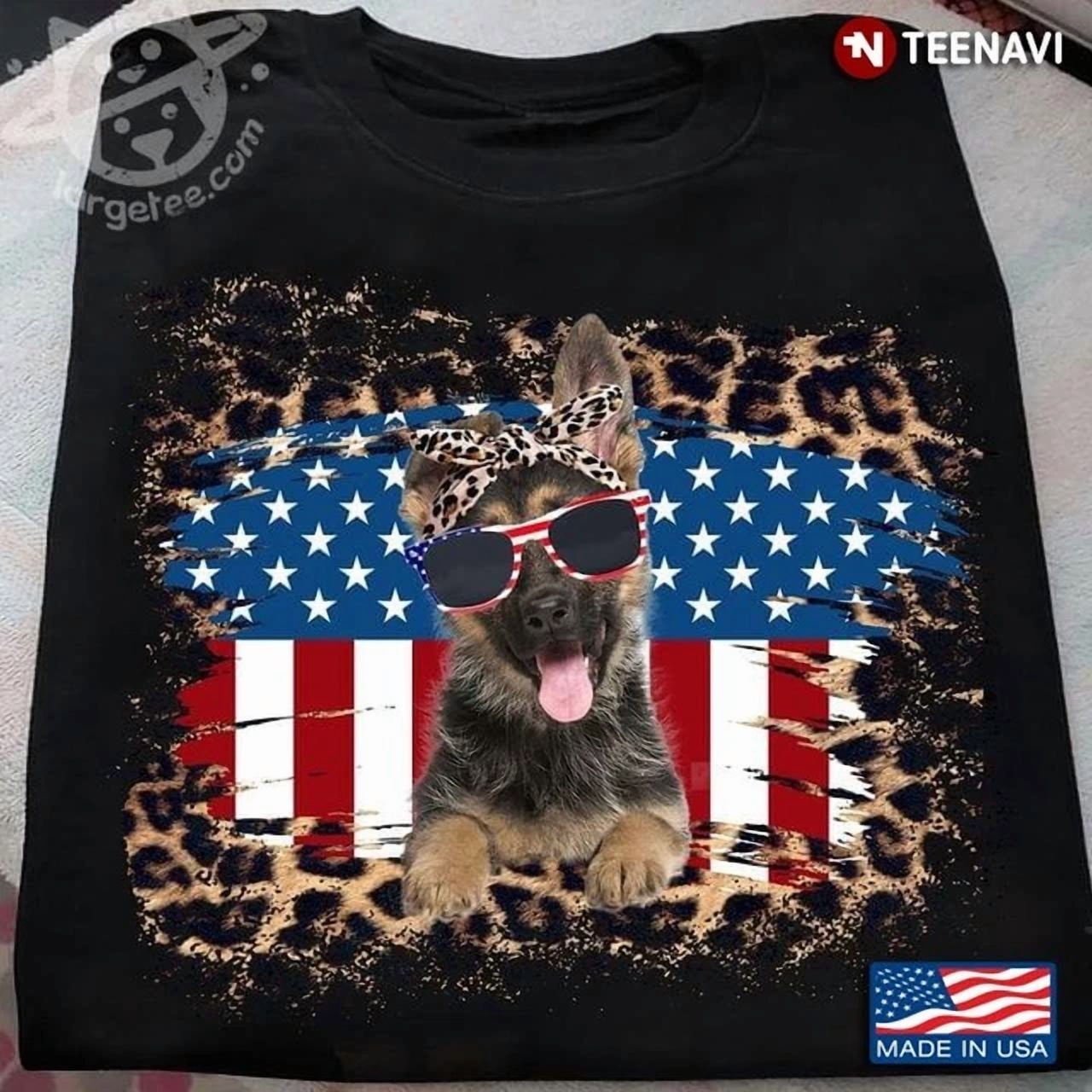 Hot Trending Tee With German Shepherd American Flag Happy Independence ...