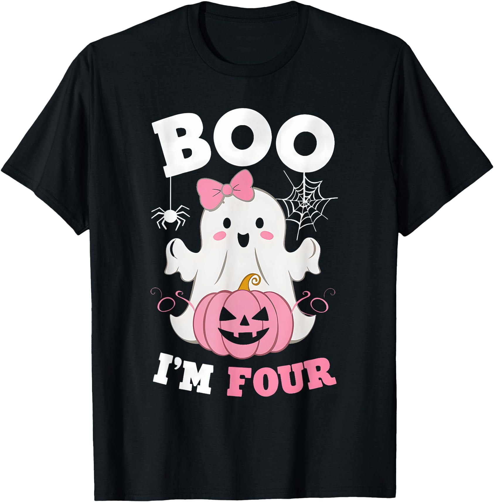 Hot Trending Tee With Ghost Boo I'M Four Year 4Th Birthday Women Groovy Unisex S-5Xl T-Shirt ...