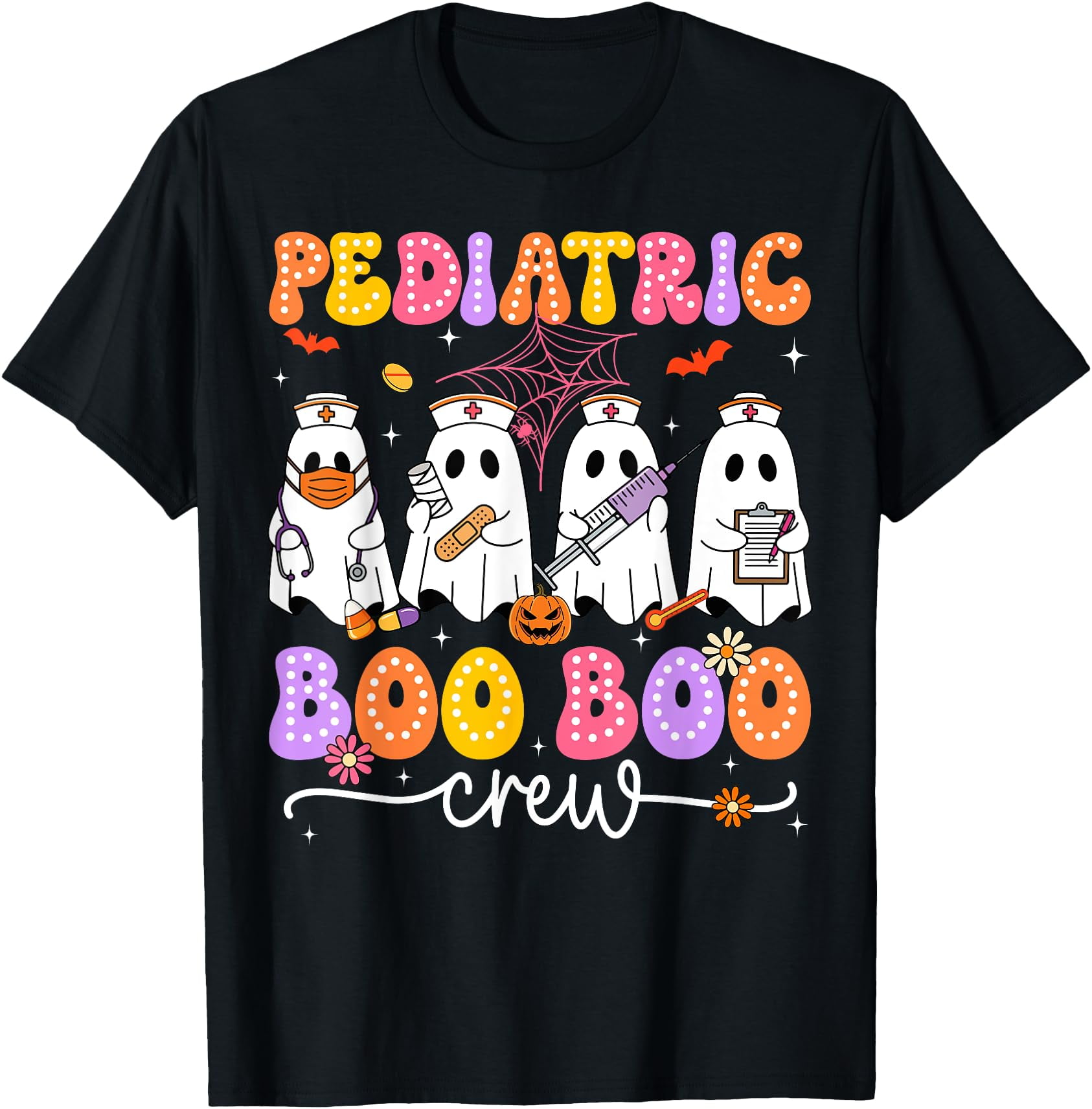 Hot Trending Tee With Ghost Nurse Halloween Pediatric Nurse Boo Boo ...