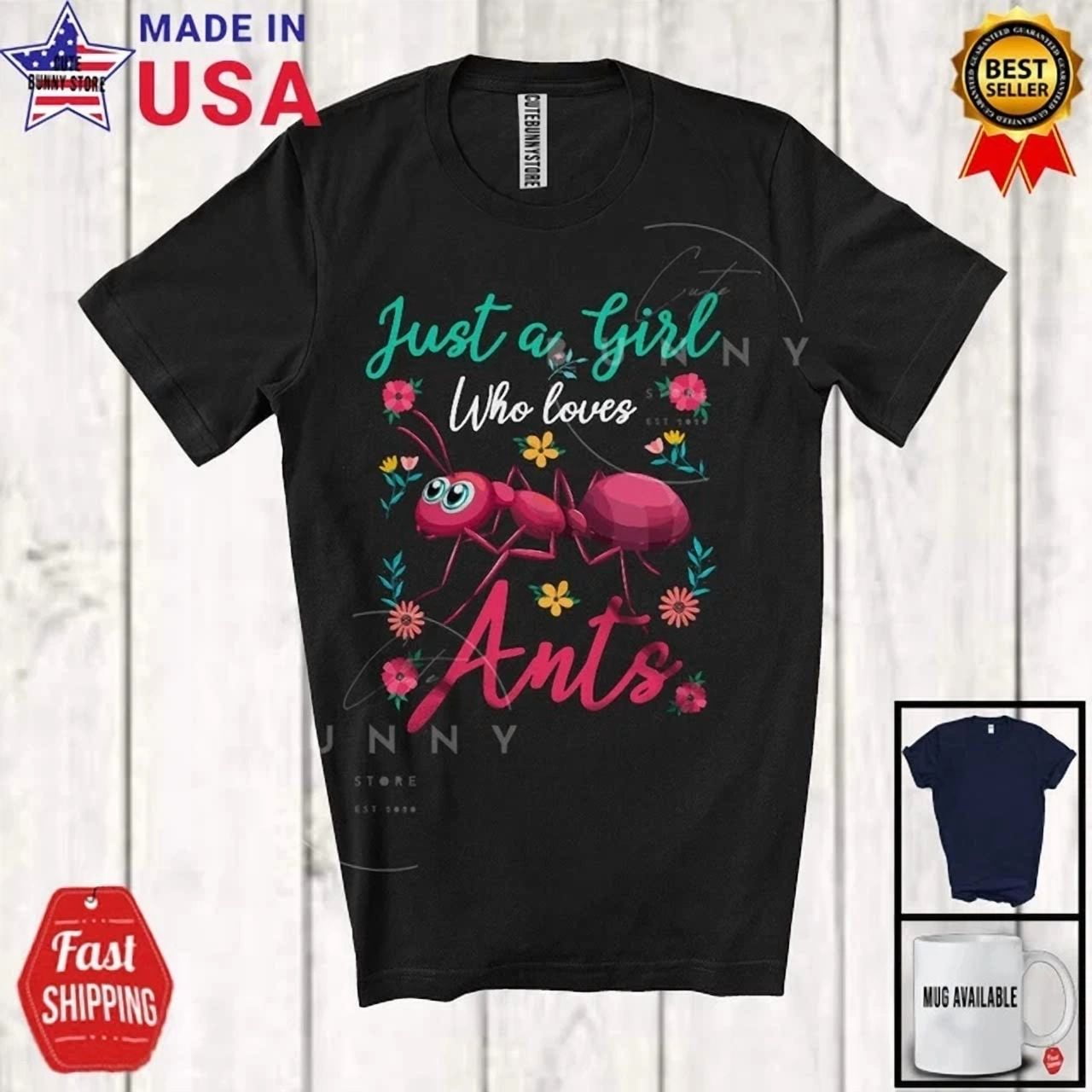 Hot Trending Tee With Girl Who Loves Ants, Colorful Summer Vacation ...
