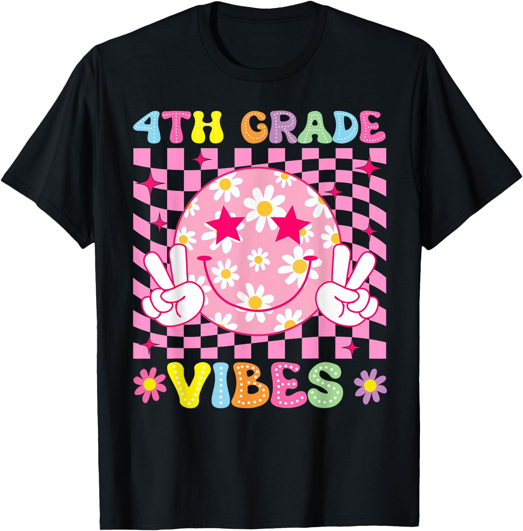 Hot Trending Tee With Girls 4Th Grade Vibes Smile Face Back To School ...
