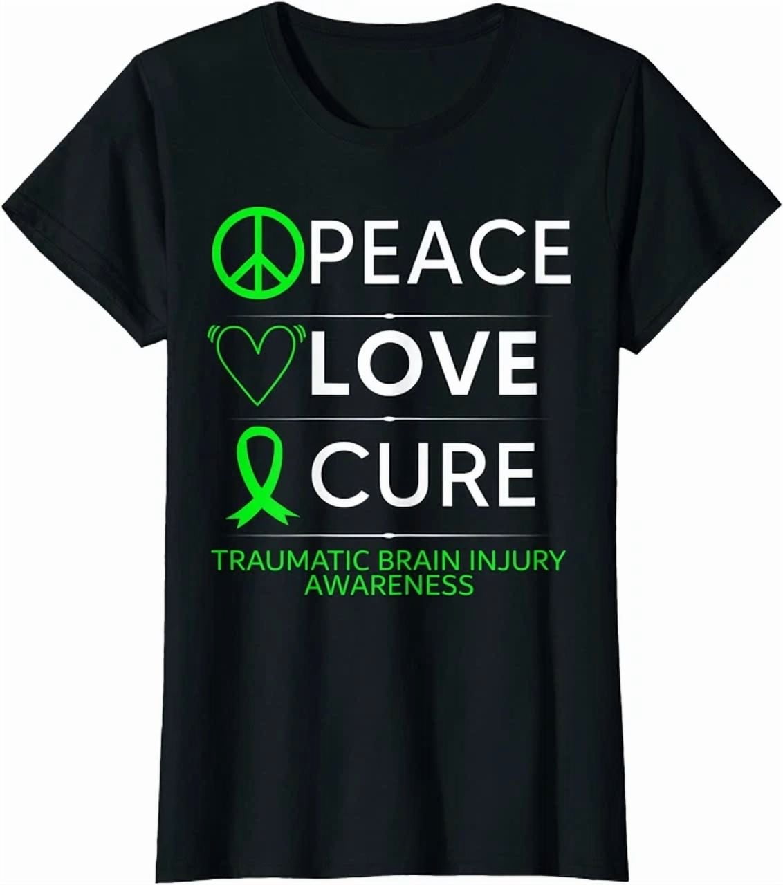 Hot Trending Tee With Green Ribbon Peace Cure Traumatic Brain Injury T ...