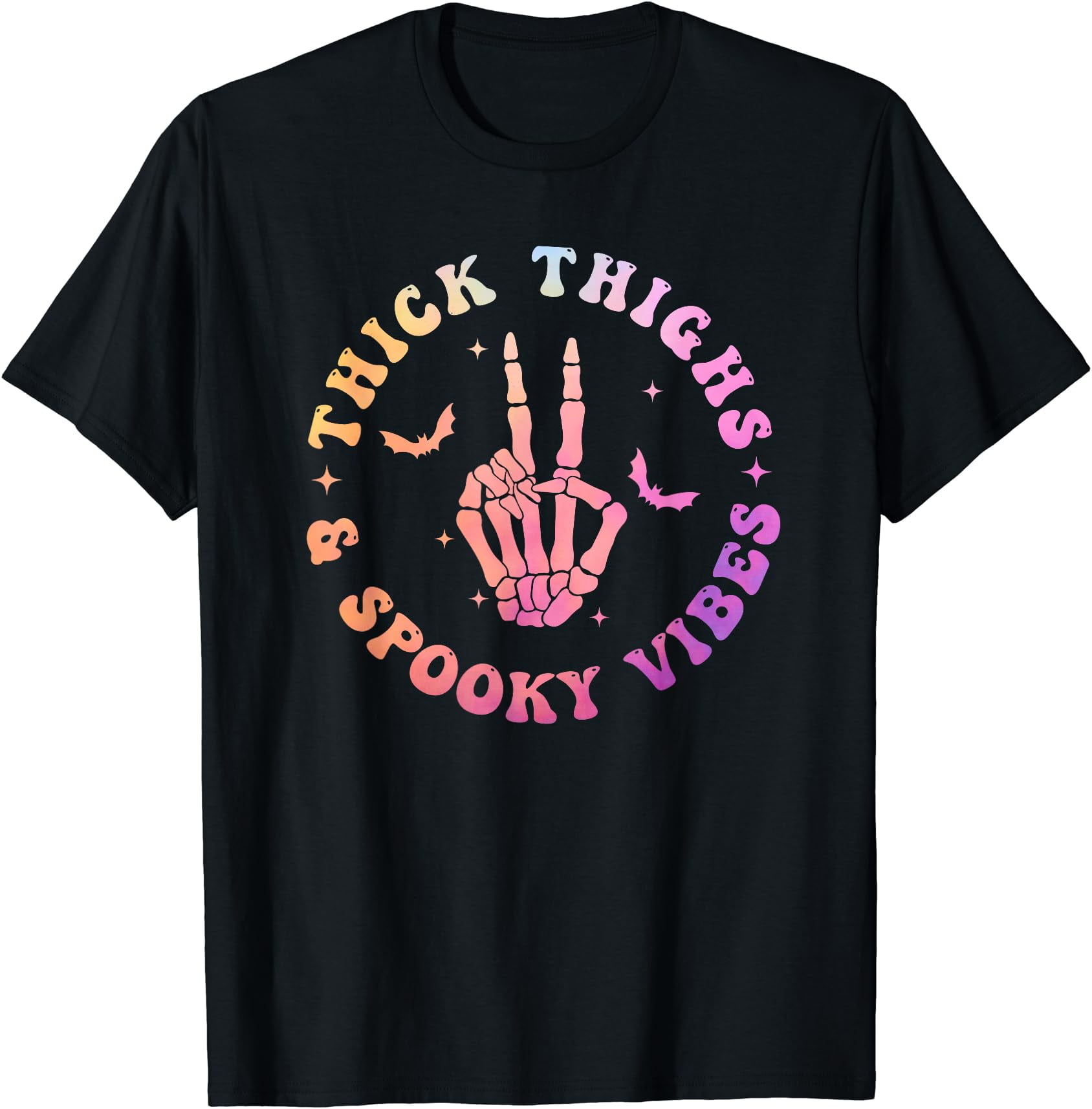 Hot Trending Tee With Halooween Tie Dye Thick Thighs Spooky Vibes Skeleton Hand - Walmart.com