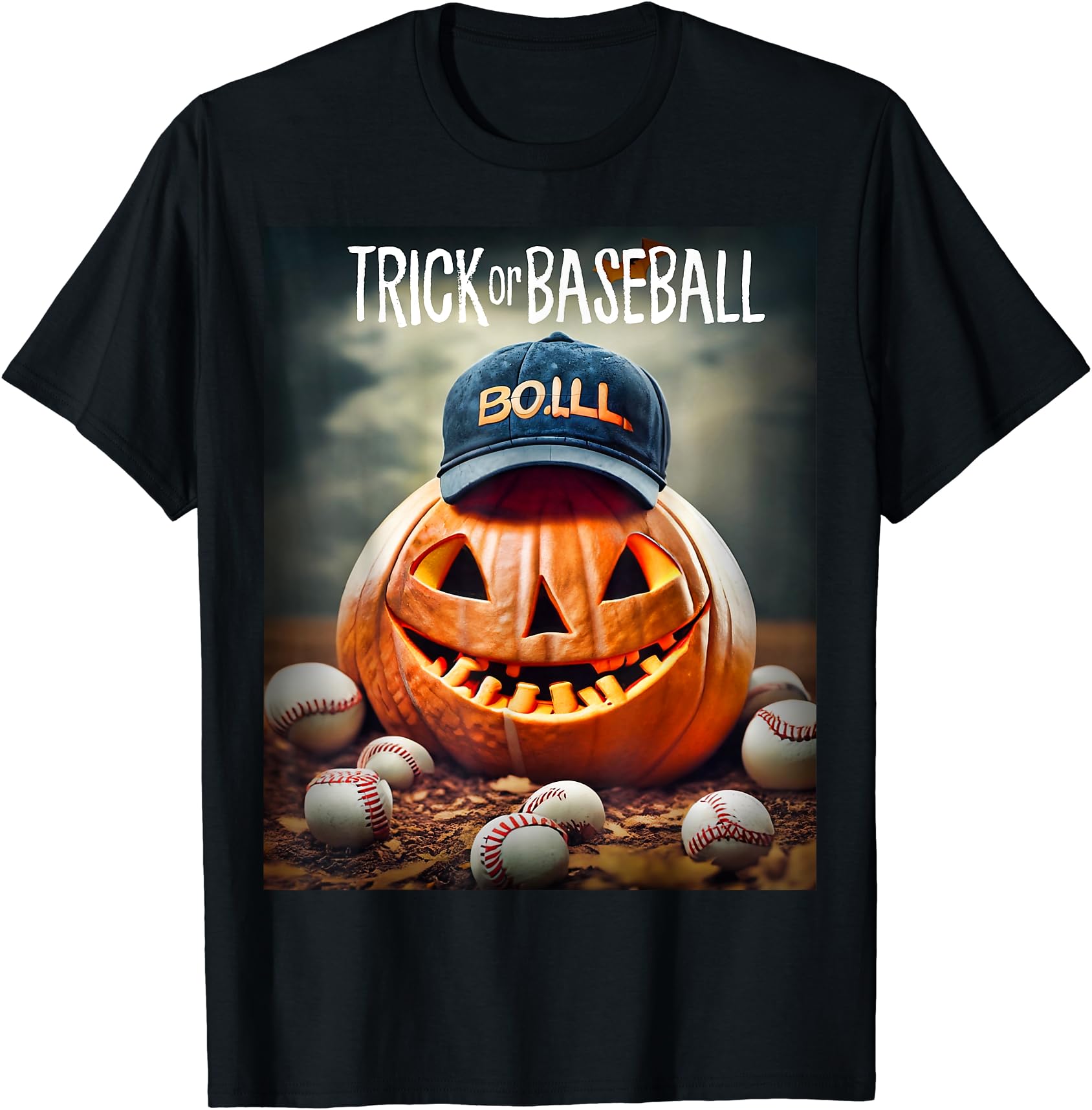 Hot Trending Tee With Halowen Baseball Playoff Season Pumpkin Player ...