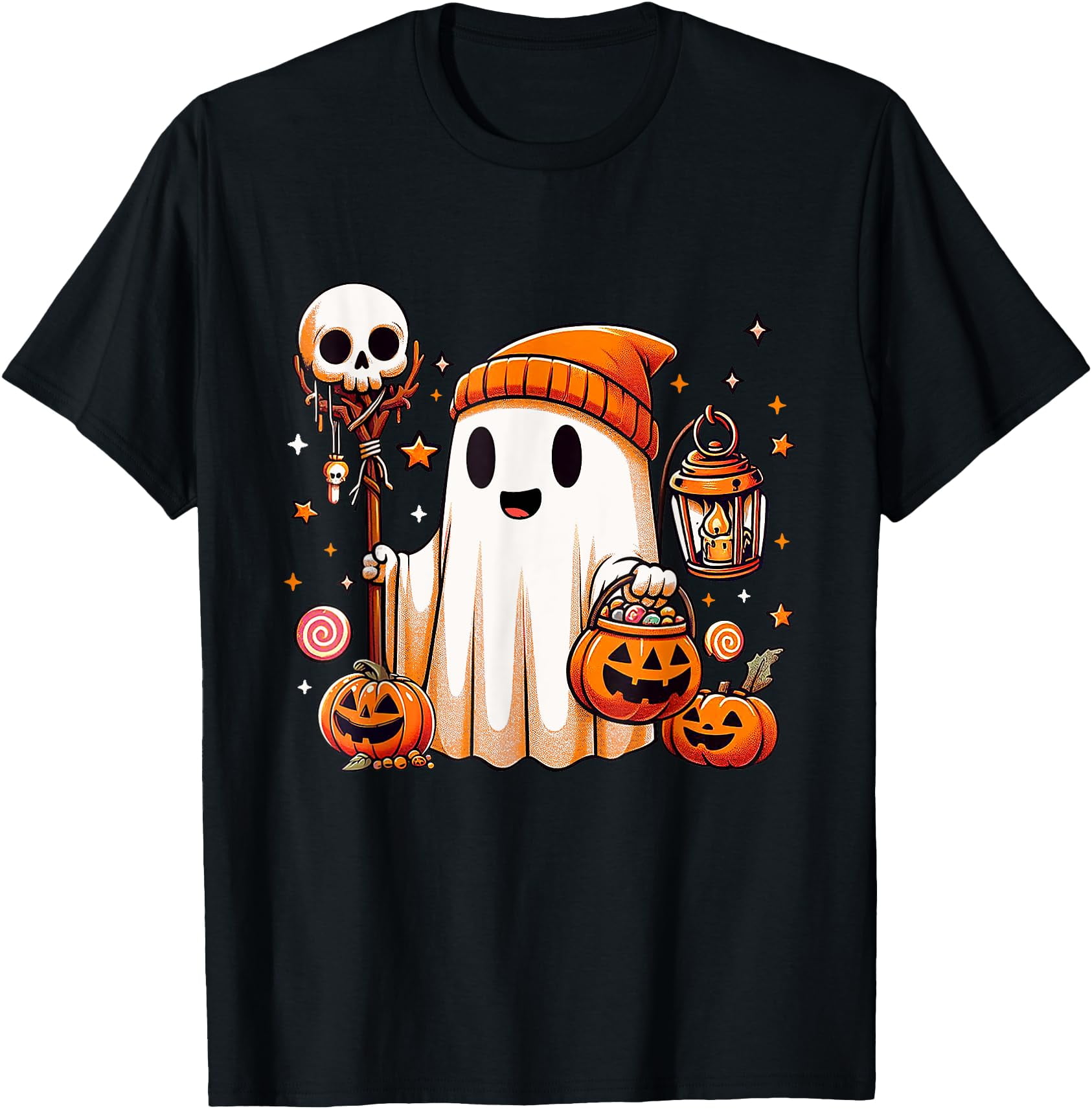 Hot Trending Tee With Halowen Ghost Skull Pumpkin Candy - Walmart.com