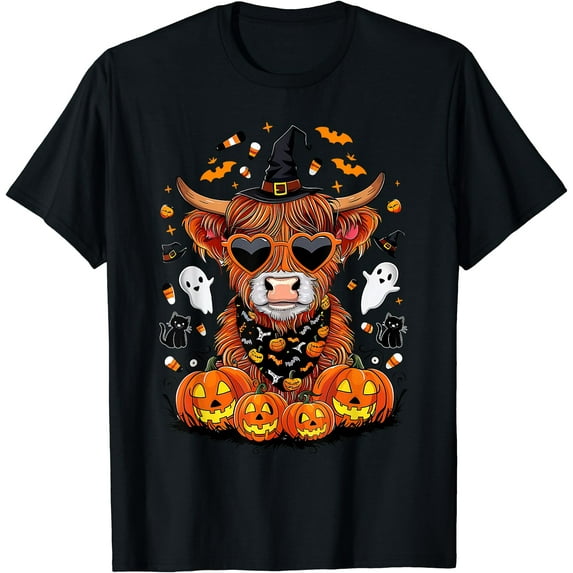 Hot Trending Tee With Halowen Highland Cow Farm Western Ghost Cow ...