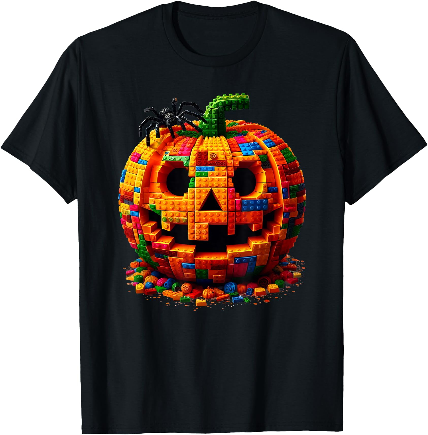 Hot Trending Tee With Halowen Master Builder Pumpkin Building Blocks ...