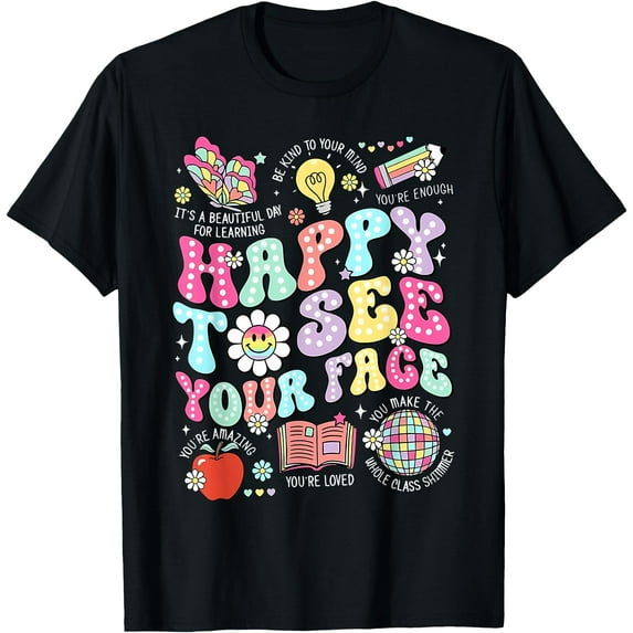 Hot Trending Tee With Happy To See Your Face Teacher Disco Ball Back To ...