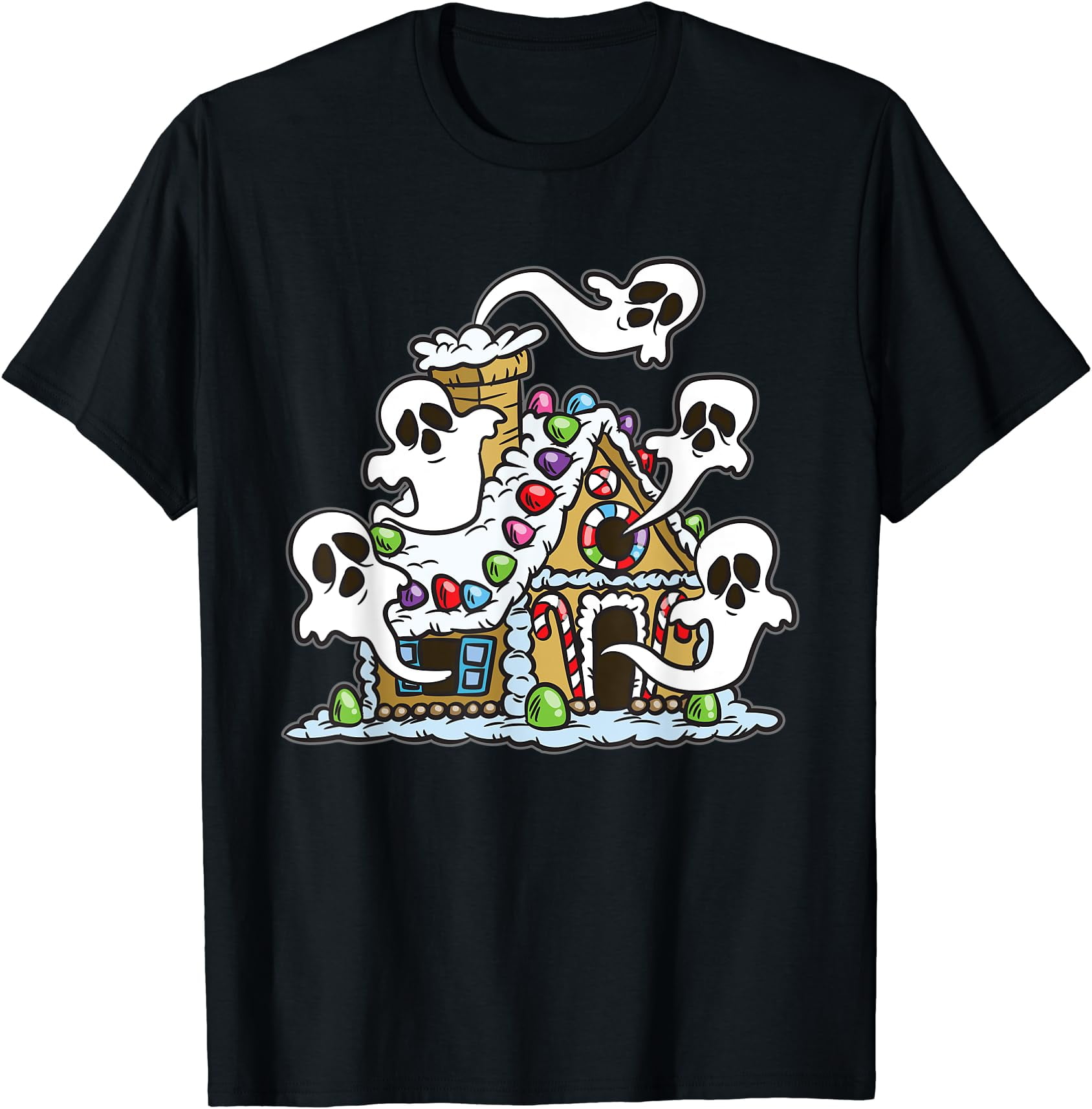 Hot Trending Tee With Haunted Gingerbread House Halowen Candy Ghosts ...