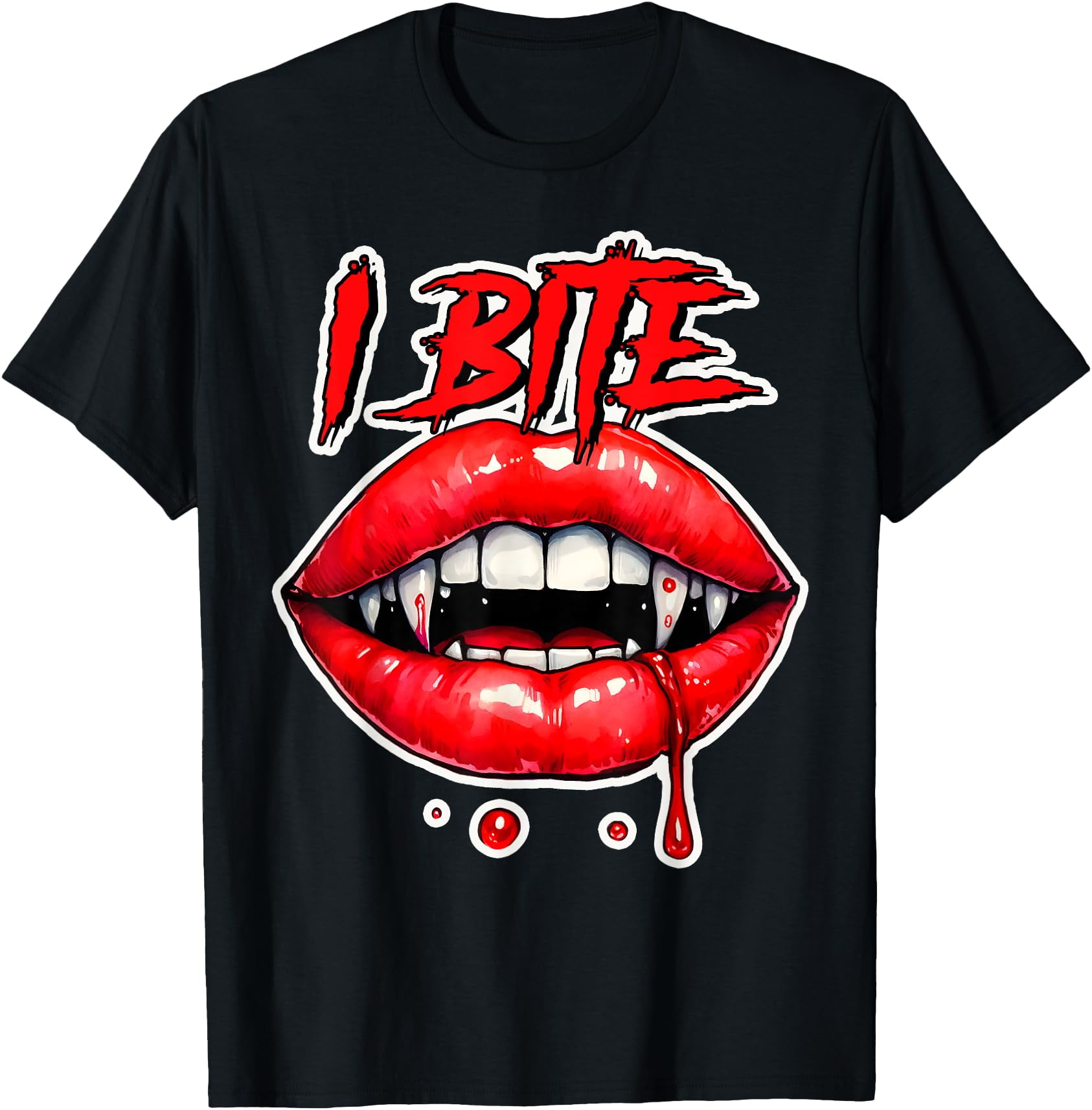 Hot Trending Tee With I Bite Sexy Red Lips Halowen Vampire Fangs ...