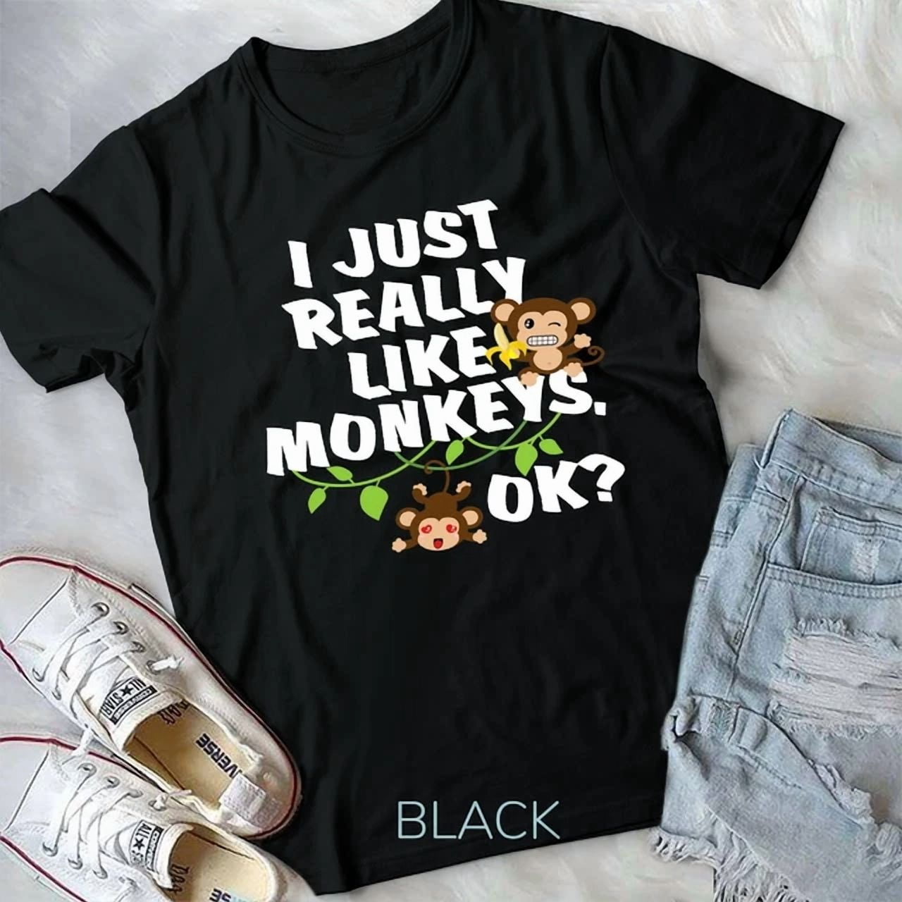 Hot Trending Tee With I Just Really Like Monkeys Ok Monkey Gift Unisex ...