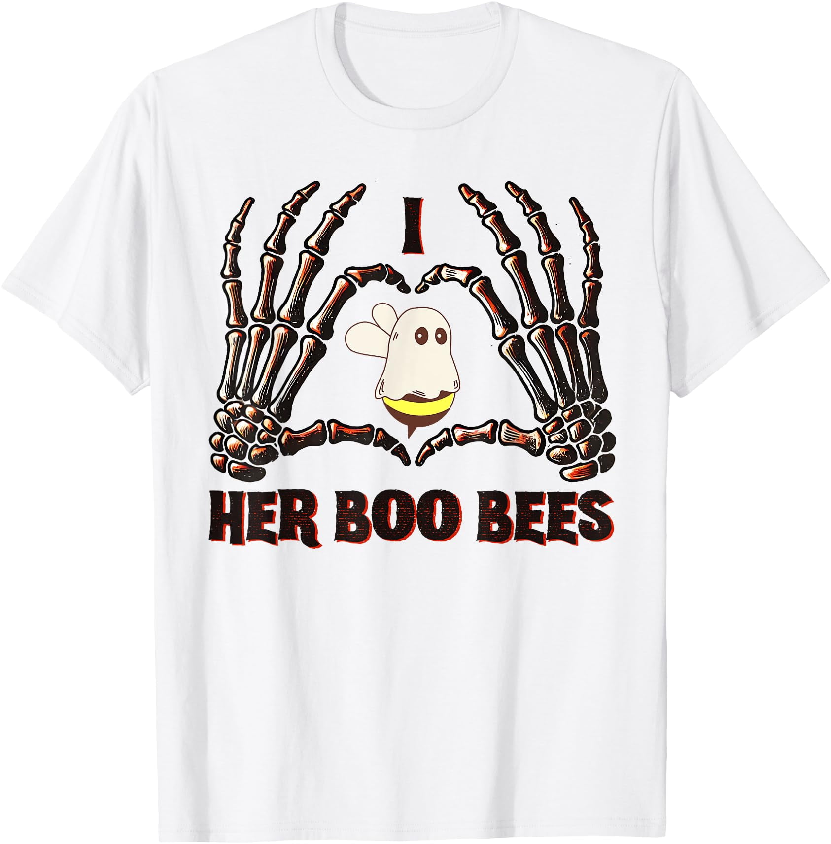 Hot Trending Tee With I Love Her Boo Bees-Funny Hand Bones Heart Unisex ...