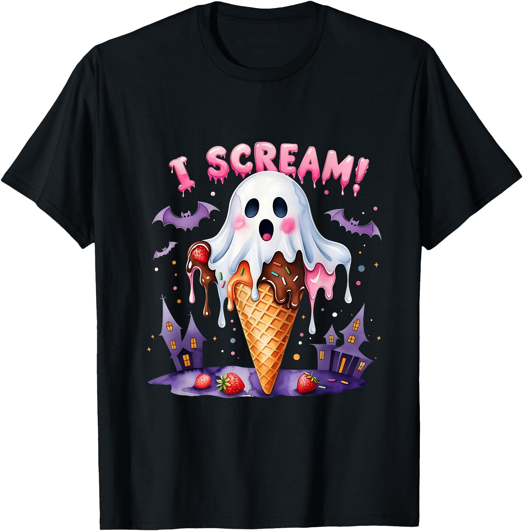 Hot Trending Tee With I Scream Ghost Ice Cream Cute Funny Art Unisex S ...