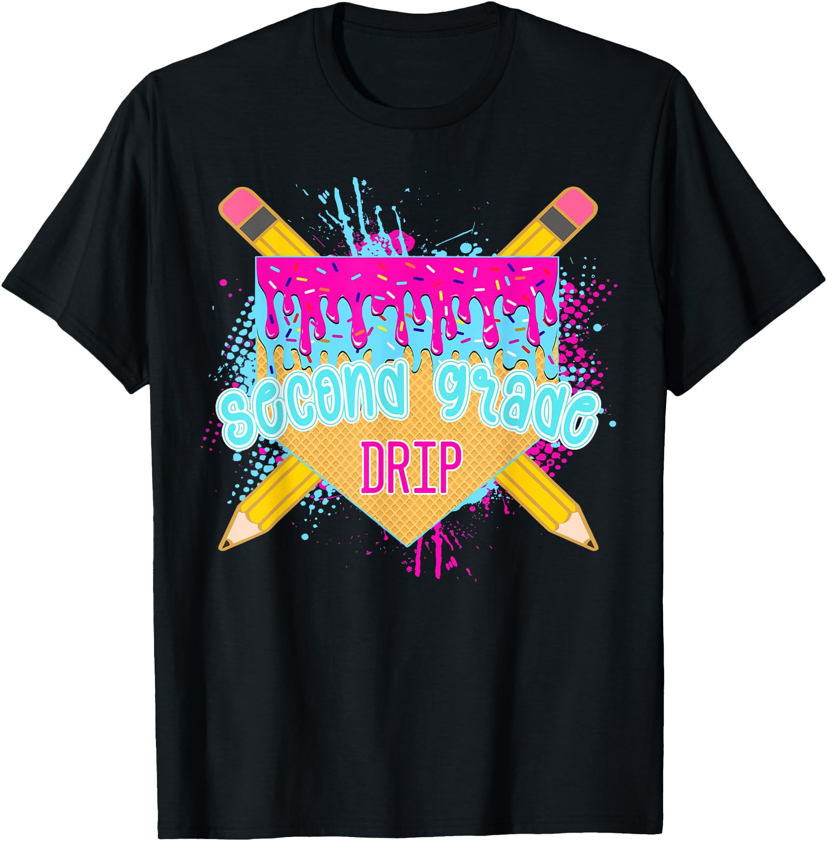 Hot Trending Tee With Ice Cream Drip Pencil 2Nd Grade Boys Back To ...