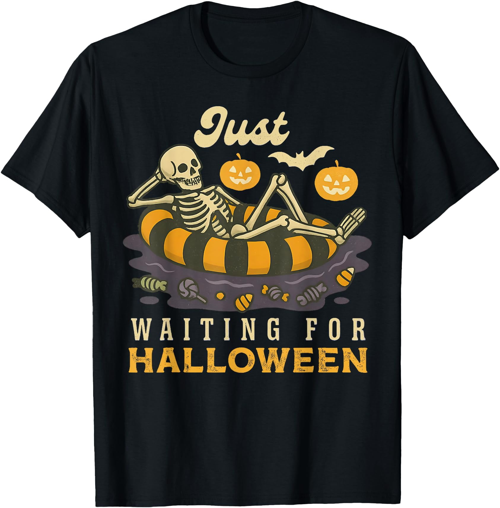 Hot Trending Tee With Just Waiting For Spooky Skeleton Unisex S-5Xl T ...