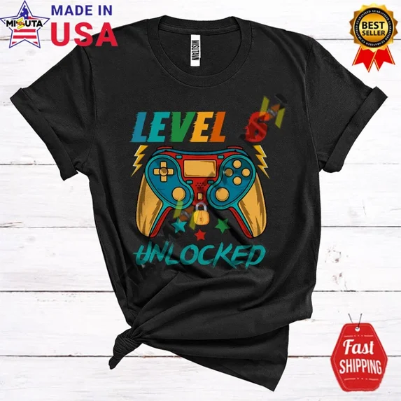 Hot Trending Tee With Level 6 Unlocked, 6Th Birthday Vintage Games ...