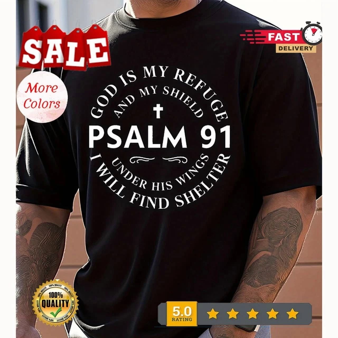 Hot Trending Tee With Men'S Psalm 91 Inspirational T-Shirt God Is My ...