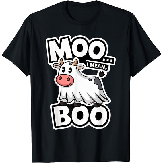 Hot Trending Tee With Moo I Mean Boo Funny Cow Ghost Design Unisex S ...