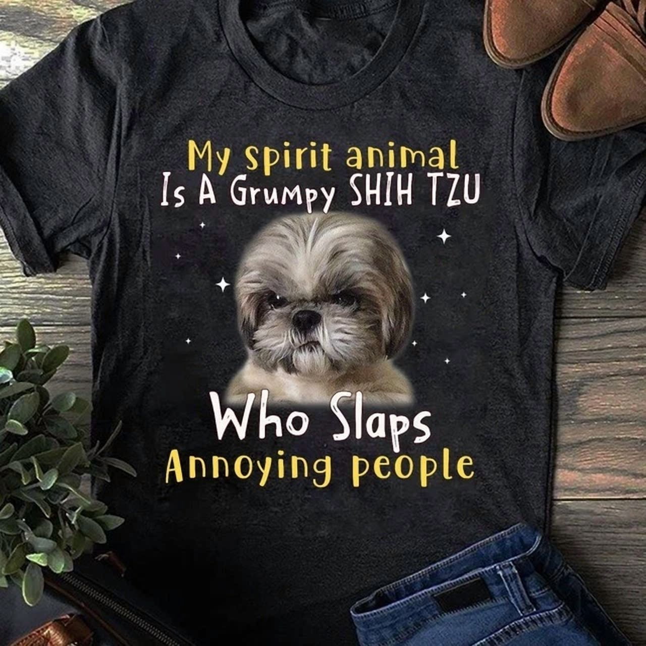 Hot Trending Tee With My Spirit Animal Is A Grumpy Shih Tzu Shih Tzu ...