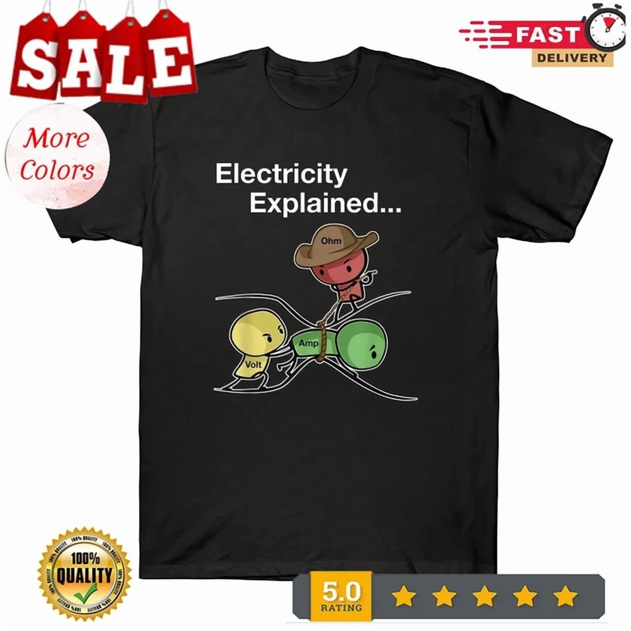 Hot Trending Tee With Ohm Volt Amp Electricity Explained Electrician ...