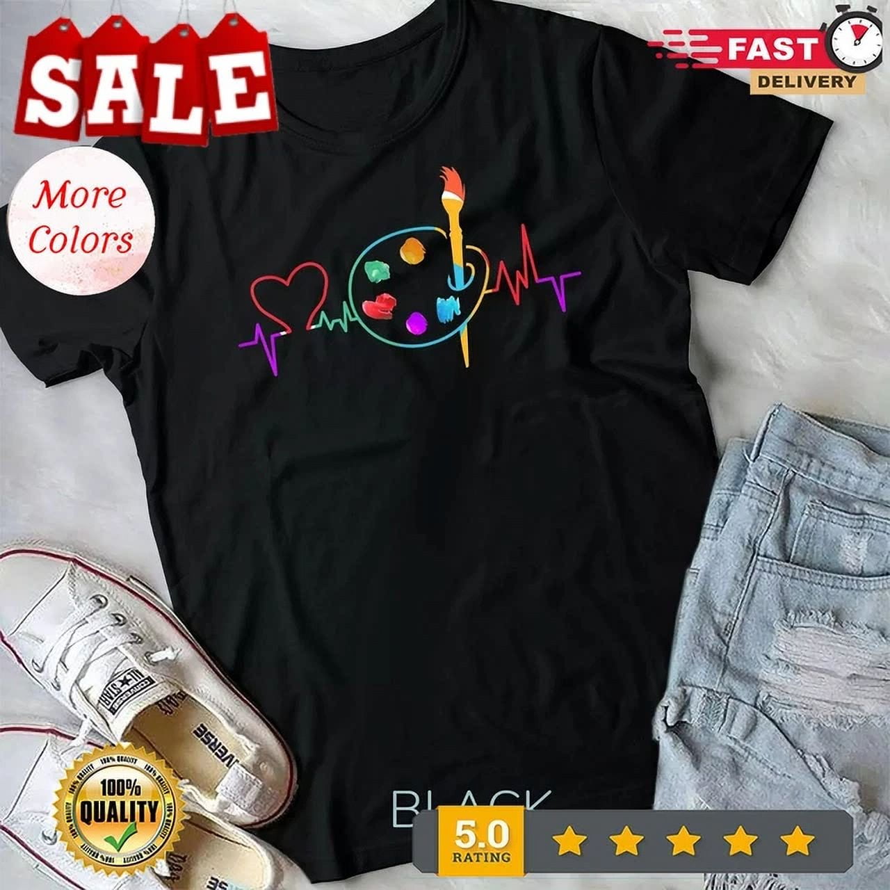 Hot Trending Tee With Paint Palette Brush Artist Painter Gift Men Women Unisex T-Shirt - Walmart.com