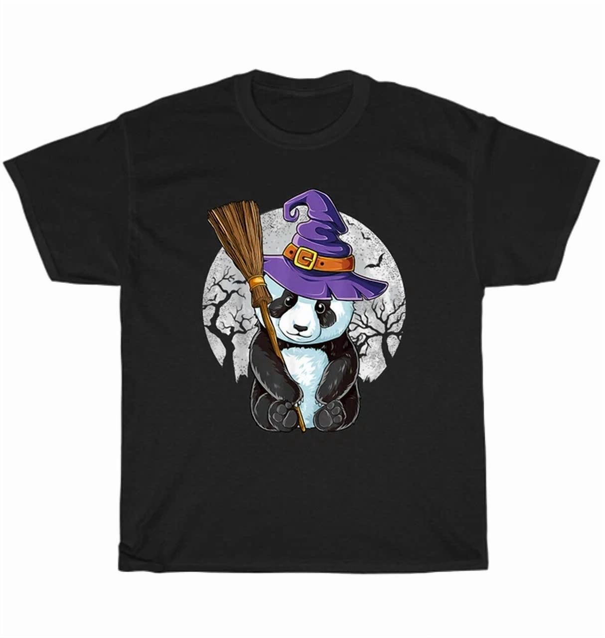 Hot Trending Tee With Panda Witch Bear Witches Hat Broom Stick Broomstick Costume T-Shirt ...