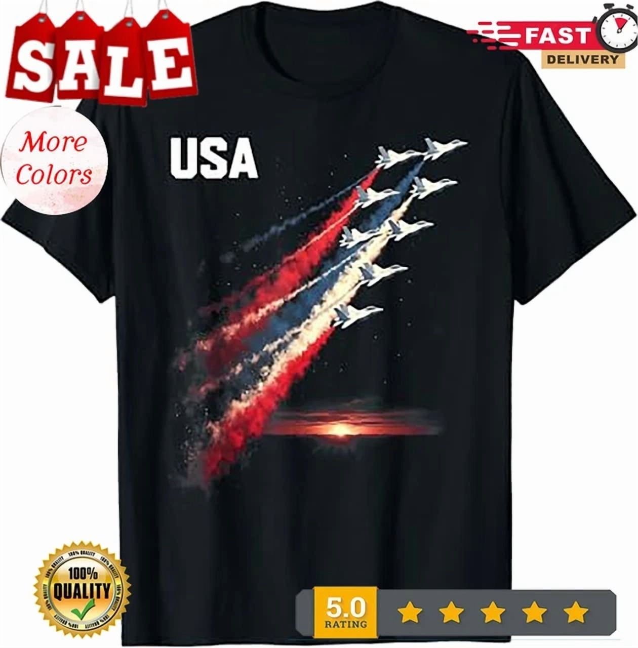 Hot Trending Tee With Patriotic Red White Blue Usa Flag 4Th Of July ...
